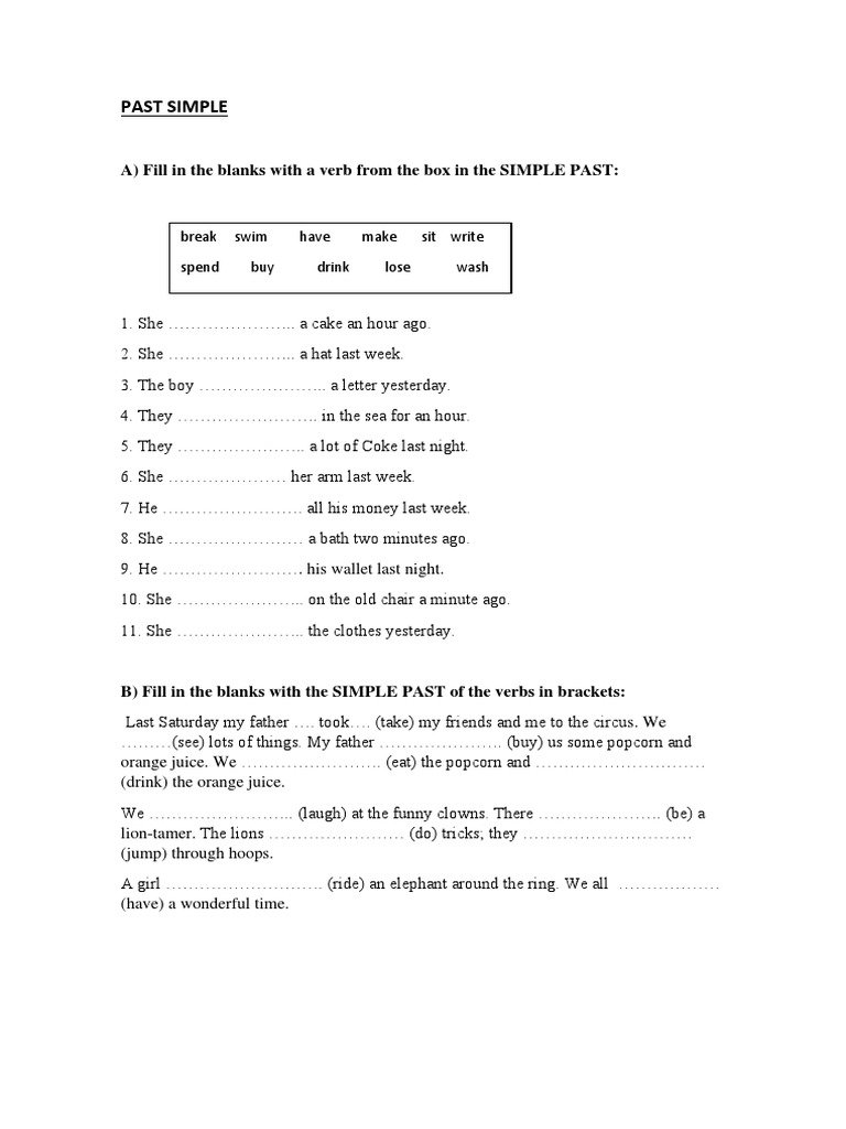 Past Simple Exercises | PDF