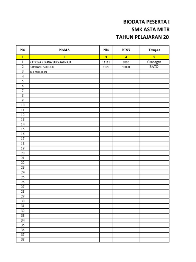Form Biodata Rapot | PDF