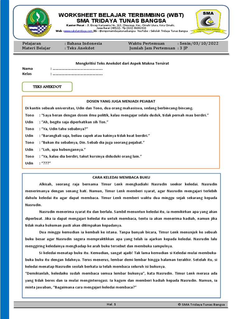 10 - B Indo - Teks Anekdot - 1 | PDF