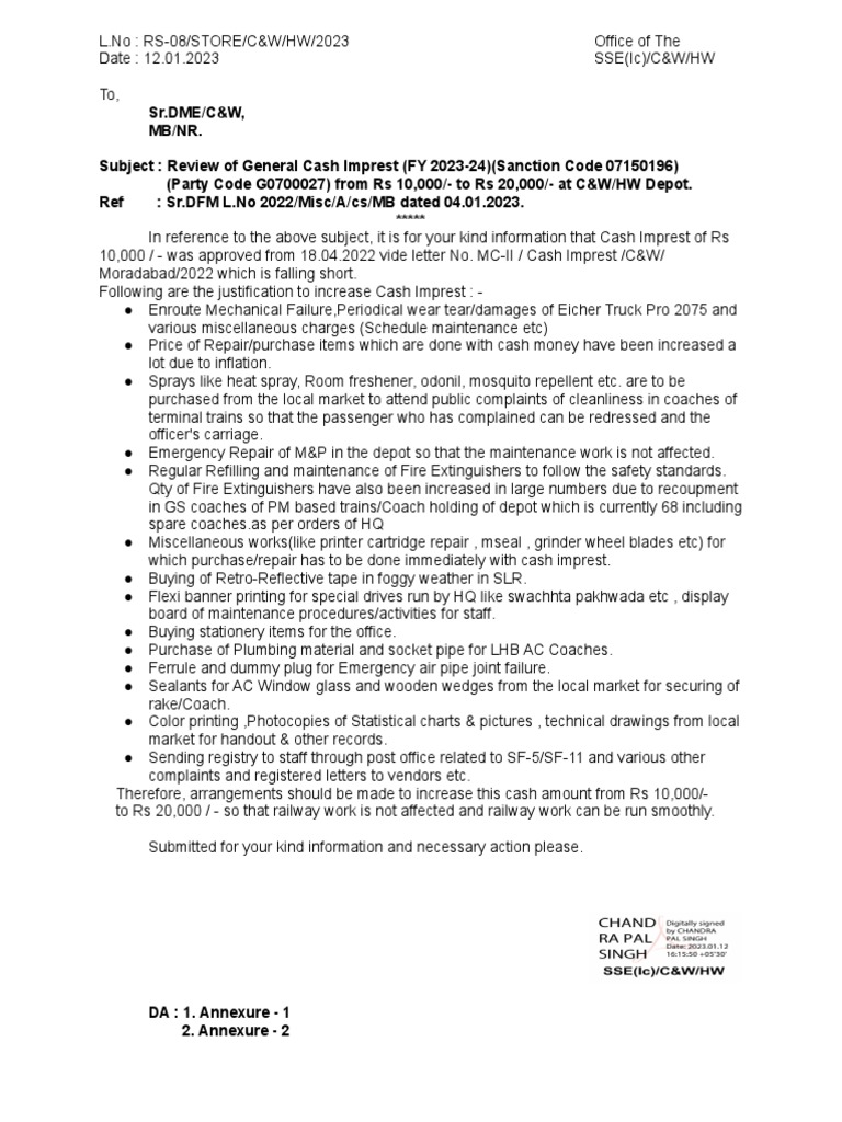 23-24 Review of Cash Imprest | PDF | Manufactured Goods