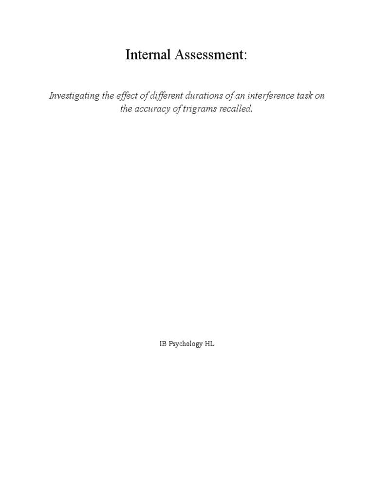 IB Psychology IA Final | PDF | Experiment | Memory