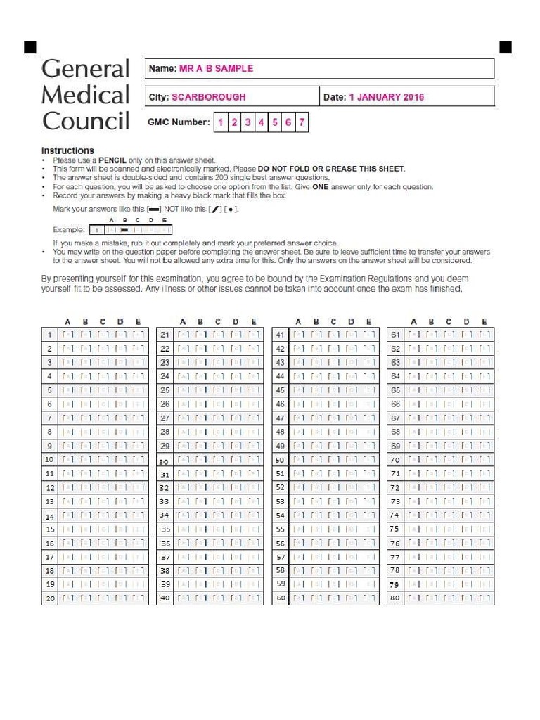 Plab 1 Answer Sheet | PDF