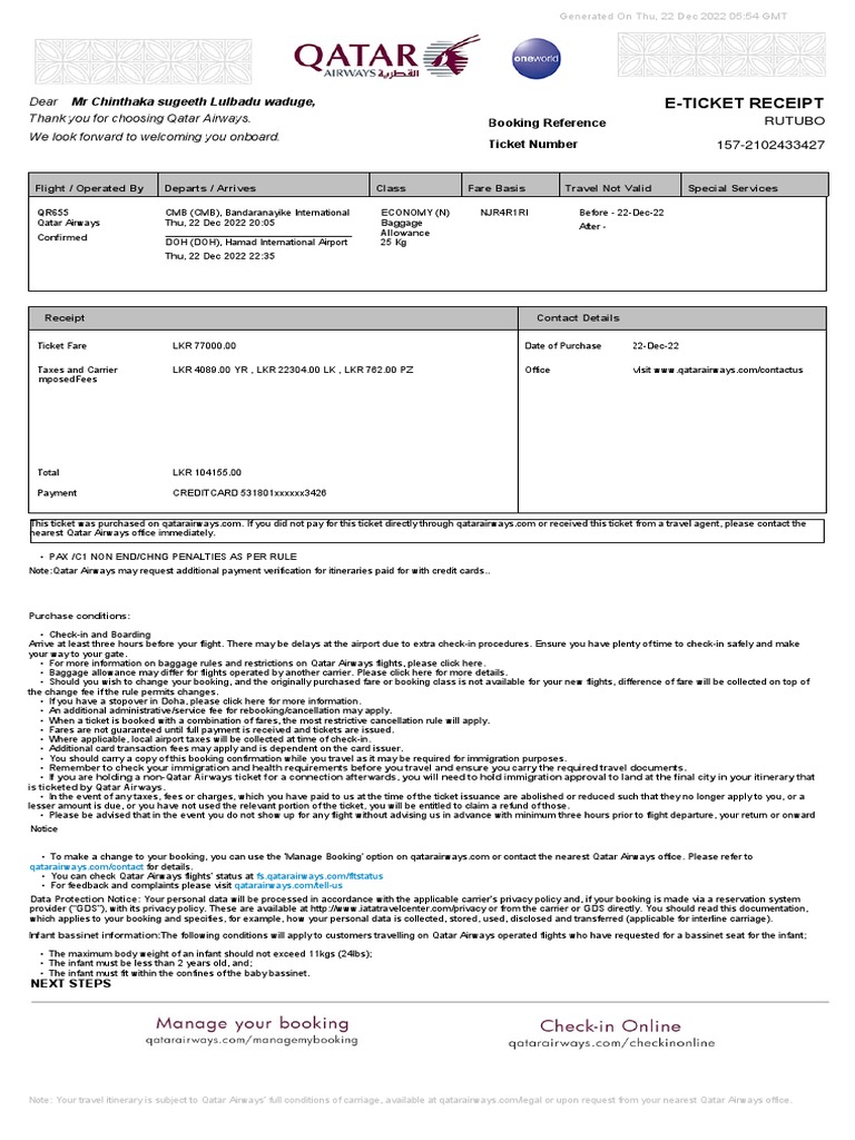 E Ticket | PDF | Fee