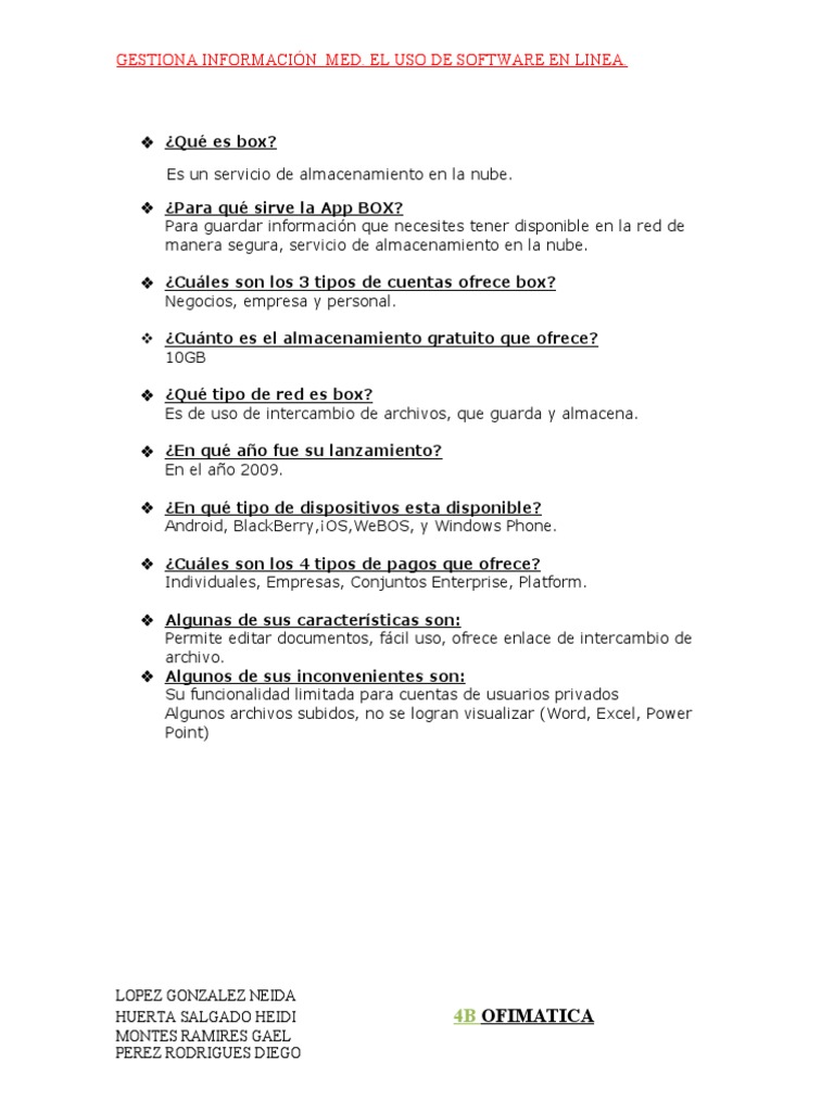 Características y Usos de Box en la Nube | PDF