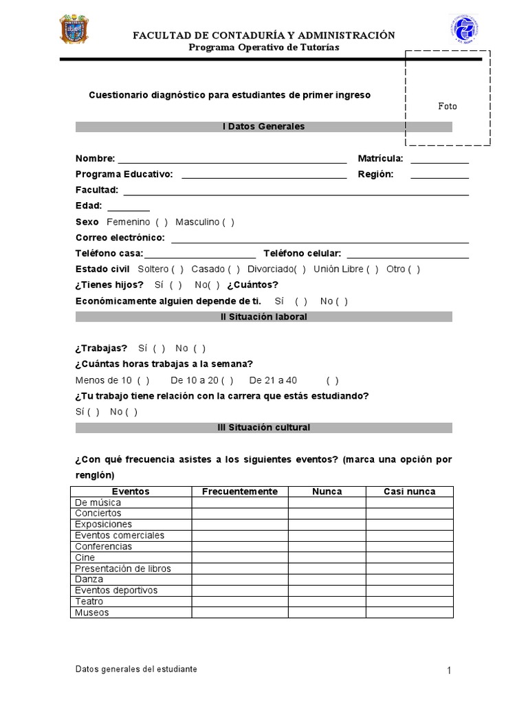 Datos Generales Del Estudiante | PDF