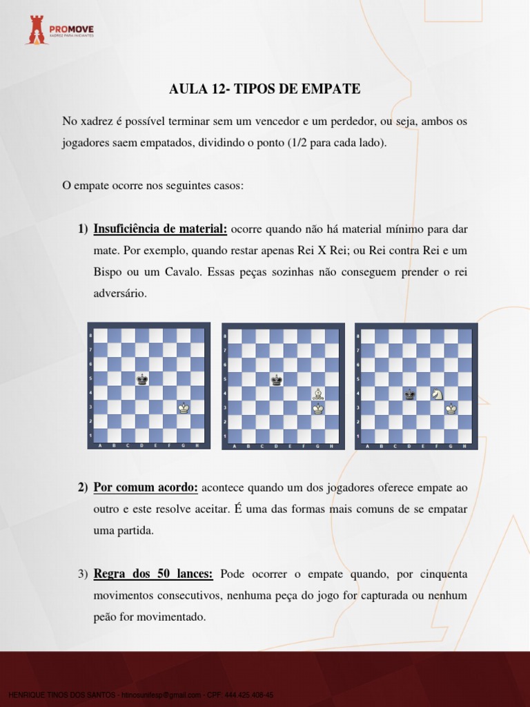 Tipos de Empate no Xadrez | PDF | Jogos de estratégia abstratos | Xadrez