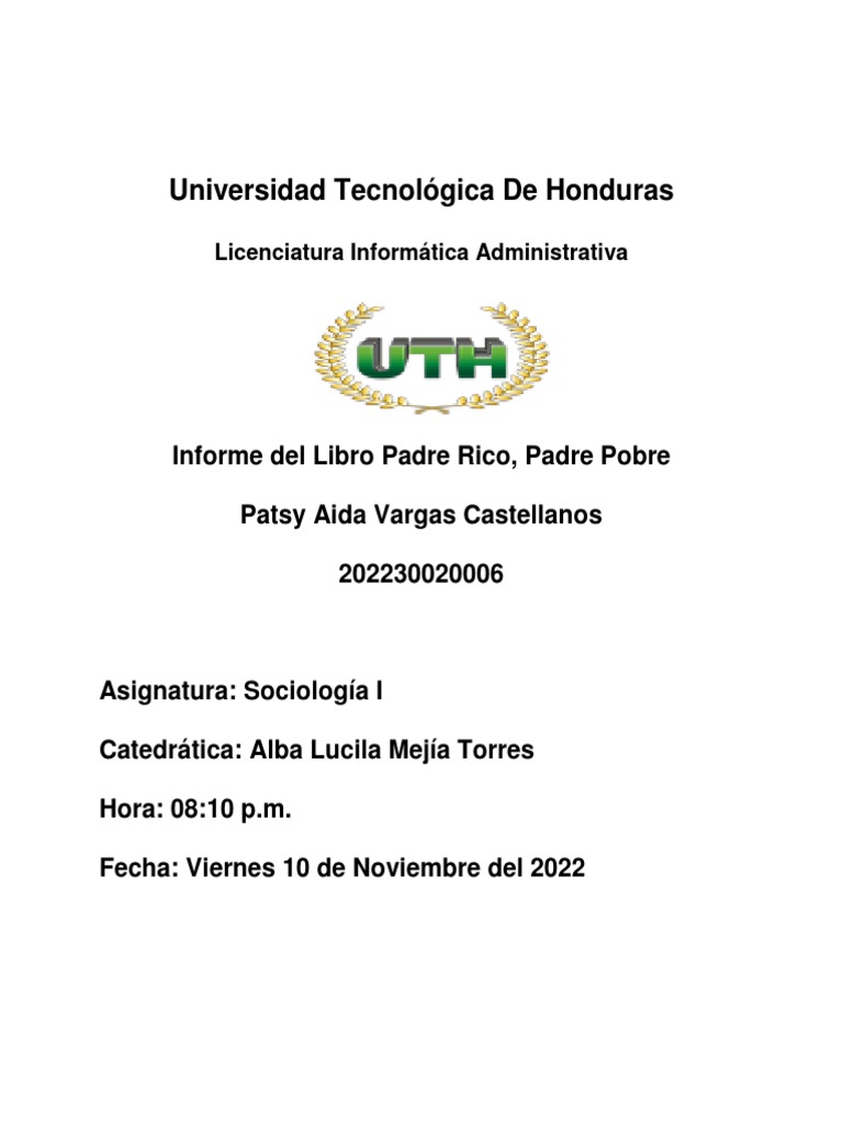 Patsy Vargas - Informe Libro Padre Rico, Padre Pobre | PDF | Negocios ...