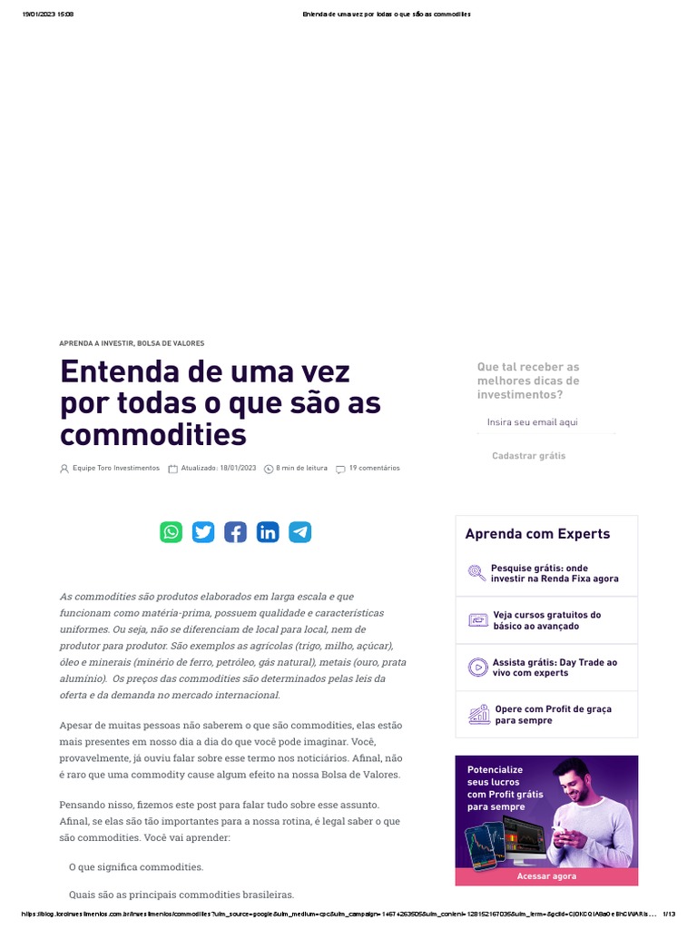 Entenda de Uma Vez Por Todas o Que São As Commodities | PDF ...