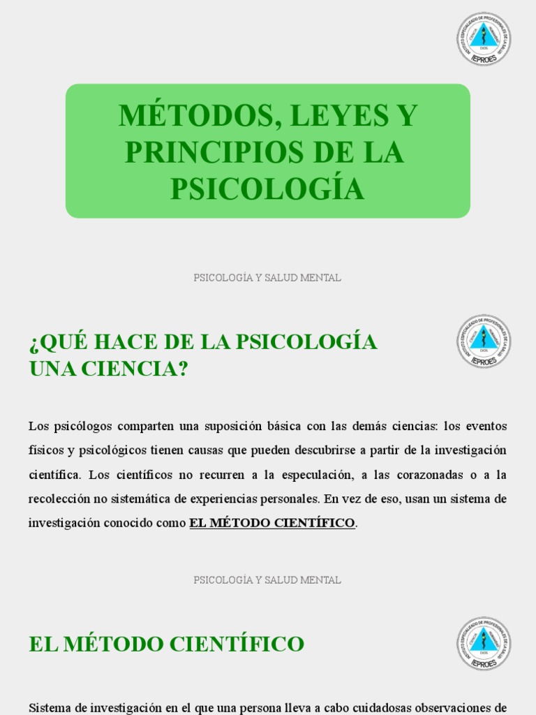 Métodos, Leyes y Principios de La Psicología | PDF | Sicología | Método ...