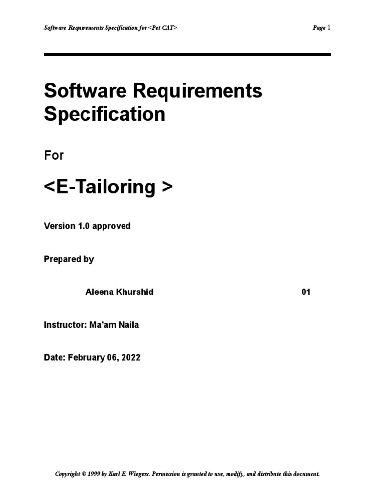 FYP SRS For E Tailoring | PDF | Databases | Android (Operating System)