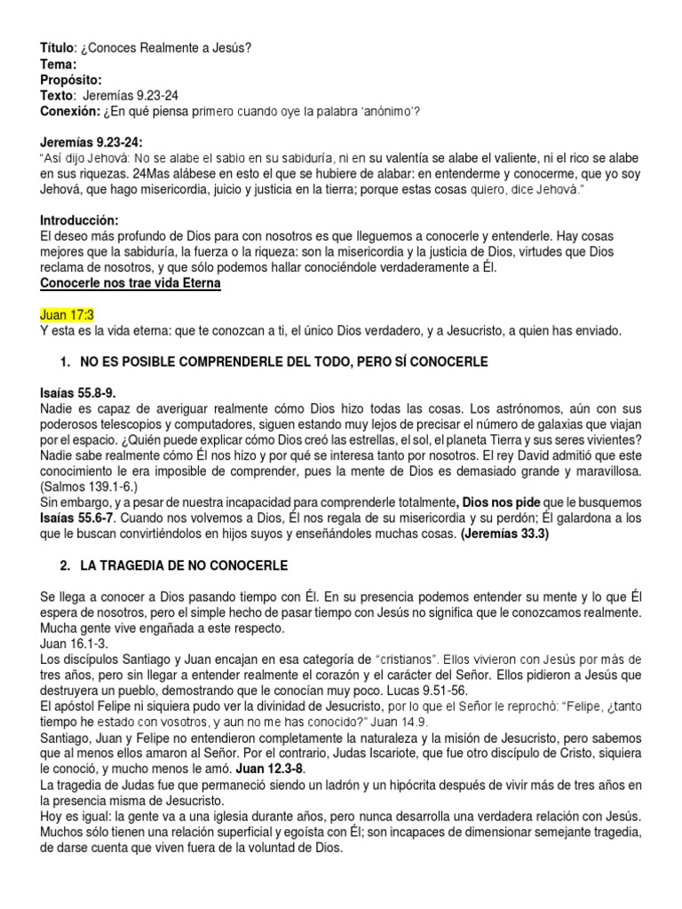 Conoces Realmente A Jesus | PDF | Jesús | Juan el apóstol