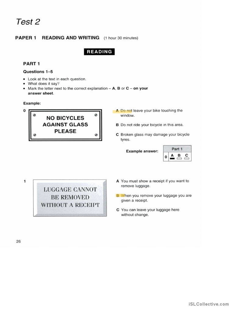 Cambridge PET Reading and Writing 2.2 | PDF