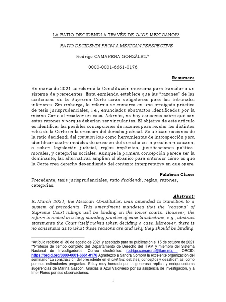 La Ratio Decidendi Atraves de Ojos Mexicanos | PDF