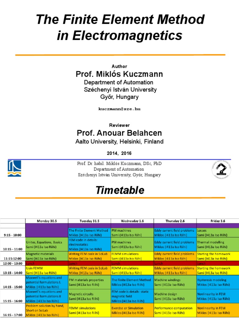 Kuczmann FEM in Electromagnetics Presentation | PDF | Finite Element Method | Partial ...