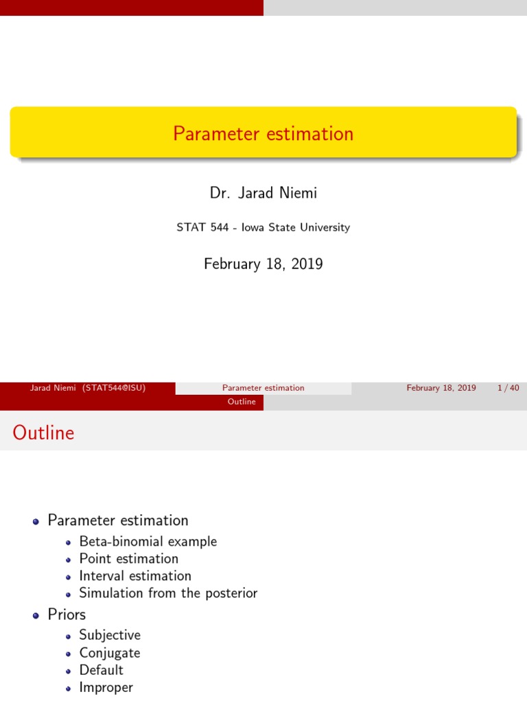 Bayesian Parameter Estimation Pdf Bayesian Inference Applied