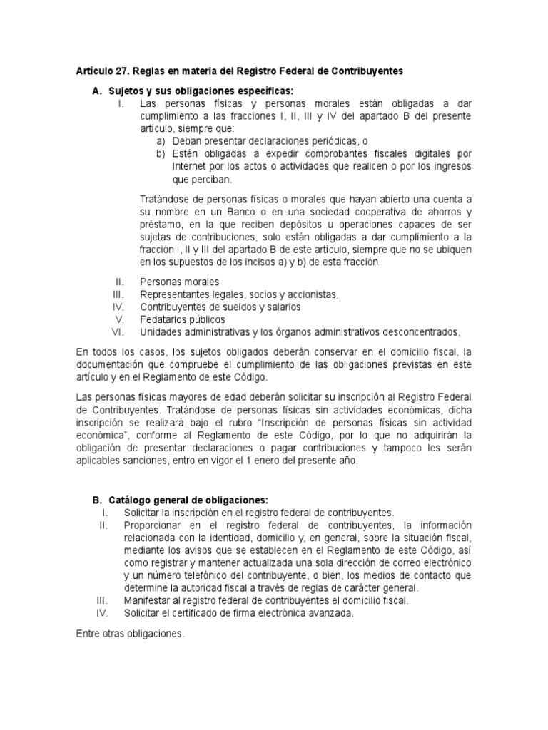 Artículo 27 CFF | PDF