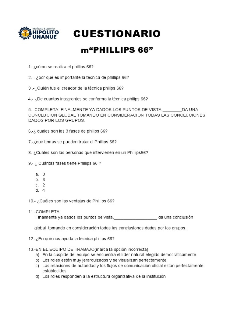 Cuestionario de Philipps 66 | PDF