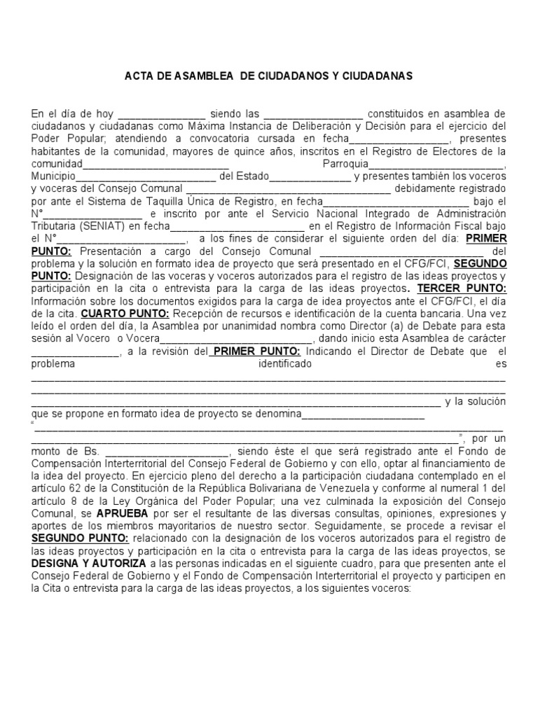 Formato Acta de Asamblea - Corregido | PDF | Bancos | Gobierno