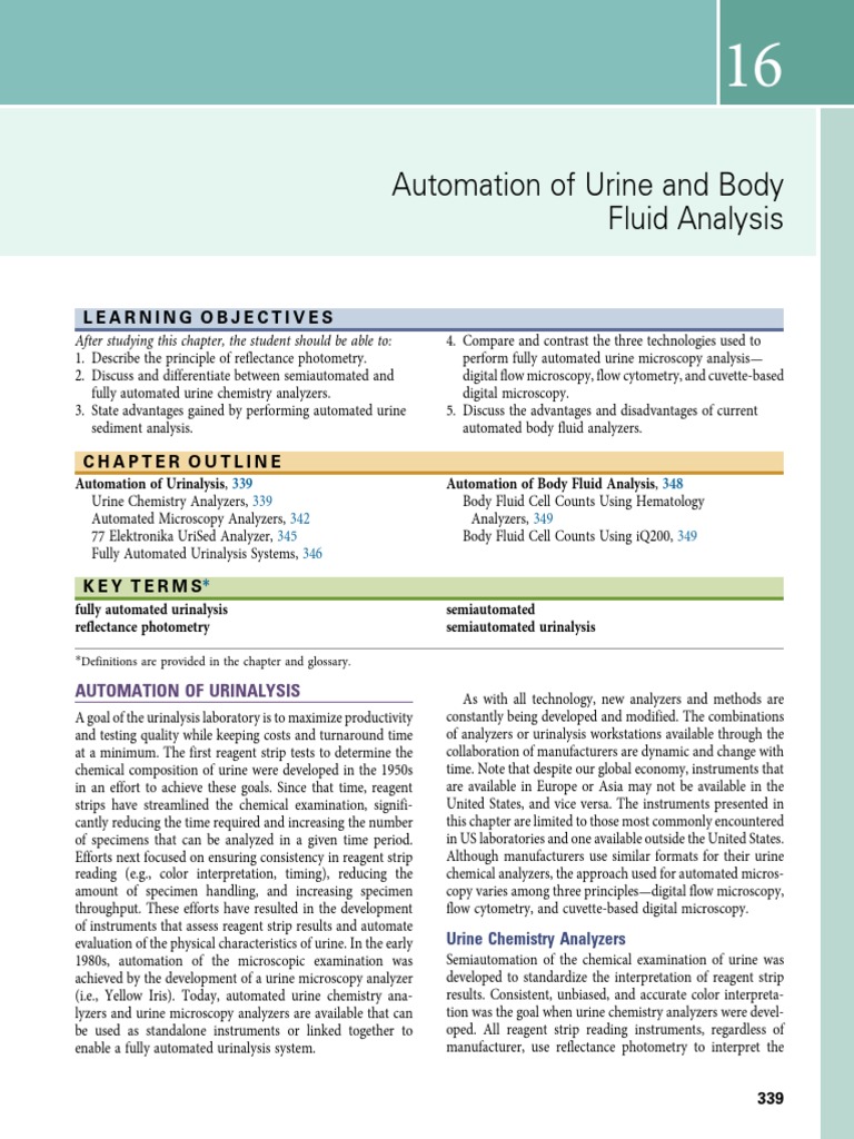 Automation in Urine and Body Fluid Analysis | PDF | Microscopy | Cytometry