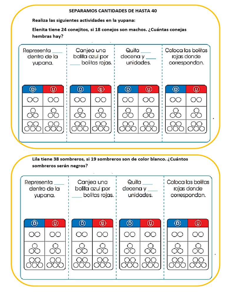 Cantidades hasta 40: Ejercicios prácticos | PDF