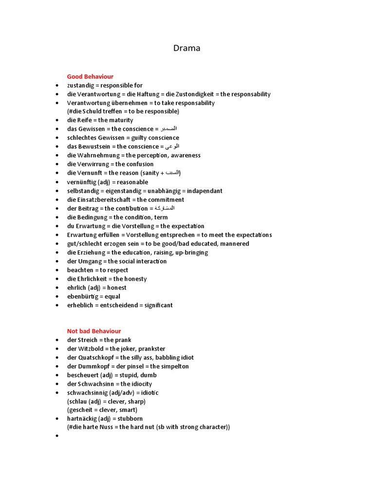 Wortschatz Thema Drama | PDF