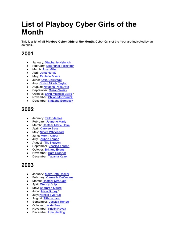 Playboy Cyber Girls of the Month List | PDF | Mystery, Thriller & Crime ...
