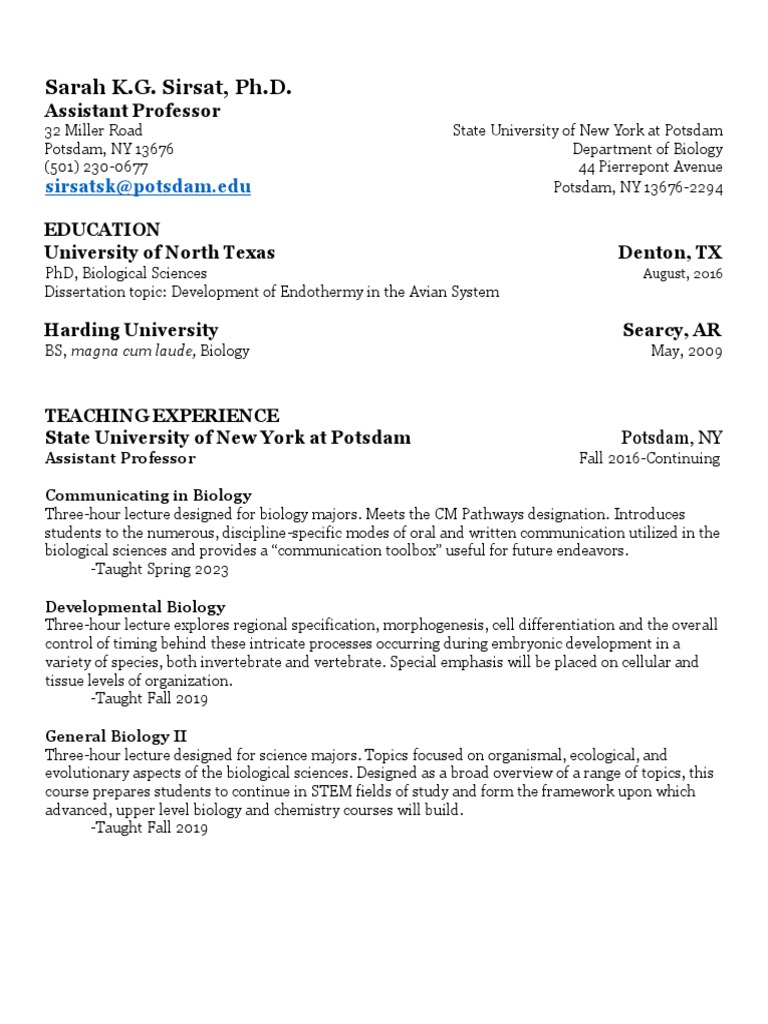 Sarahgoysirsat Curriculum Vitae Updated | PDF | Anatomy | Lecture