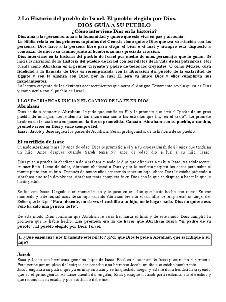 LA HISTORIA DE ISRAEL 2 Evaluación | PDF | Moisés | David