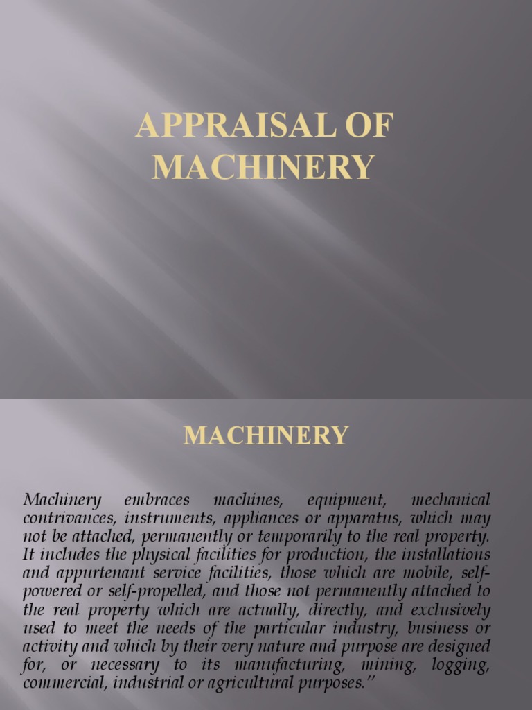 Appraisal of Machinery | PDF | Real Estate Appraisal | Depreciation
