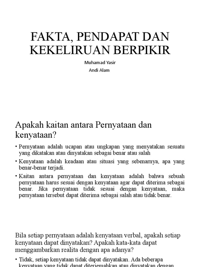 Fakta, Pendapat Dan Kekeliruan Berpikir | PDF
