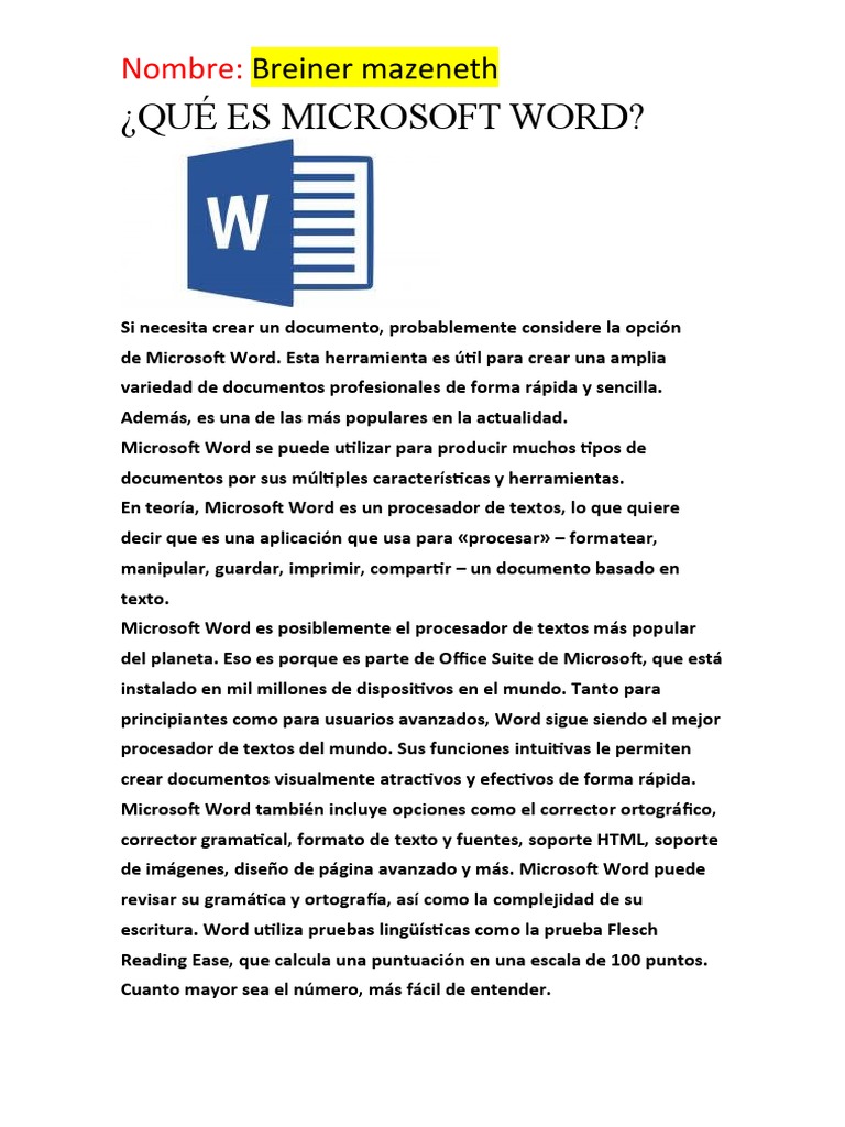 Qué Es Microsoft Word | PDF | Microsoft Word | Procesador de textos Qué Es Microsoft Word | PDF | Microsoft Word | Procesador de textos