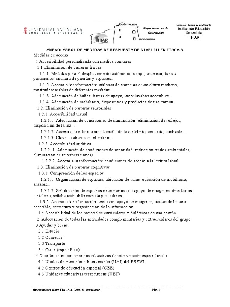 Medidas de Accesibilidad en ITACA 3 | PDF