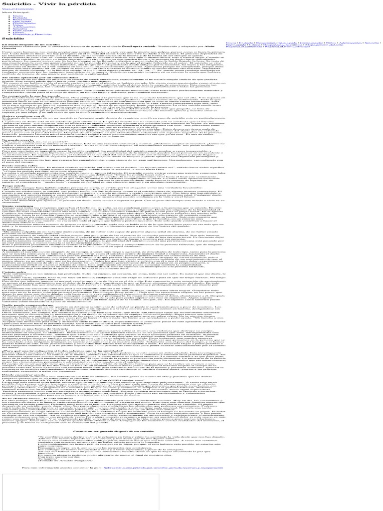 Suicidio - Vivir La Pérdida | PDF | Suicidio | Dolor