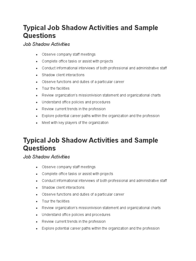 About Job Shadow 3 | PDF