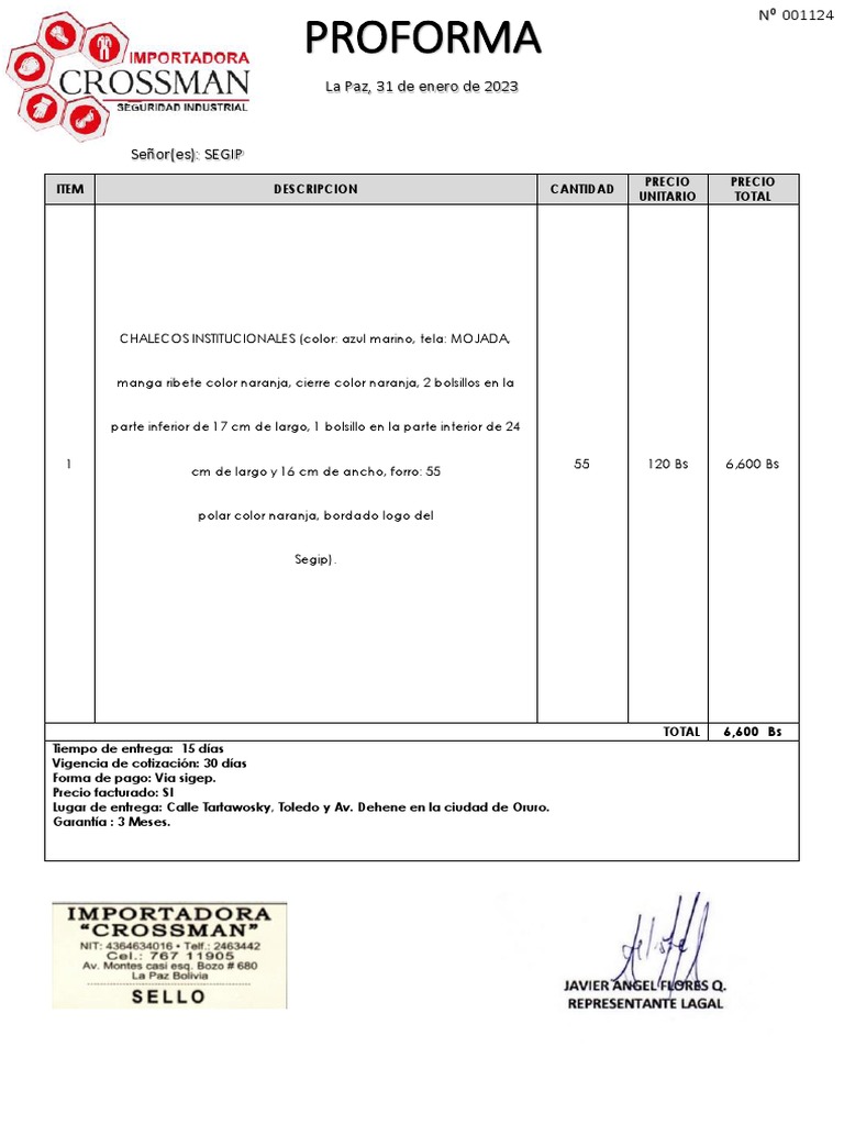 Proforma Ultima Modificacion | PDF