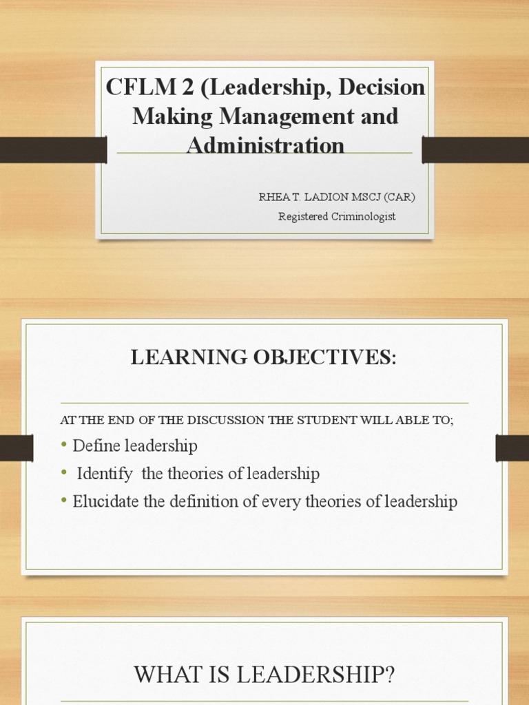 CFLM 2 Leadership Decision Making Management | PDF