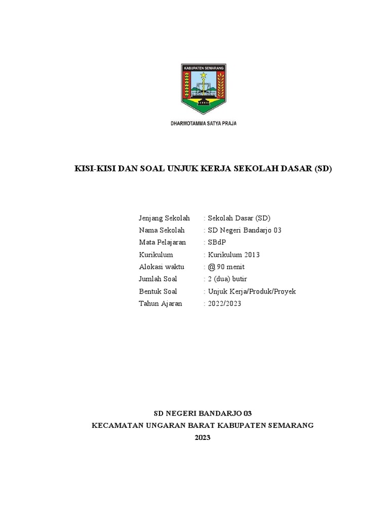 Kisi2 Dan Soal UNKER - SD SBDP | PDF