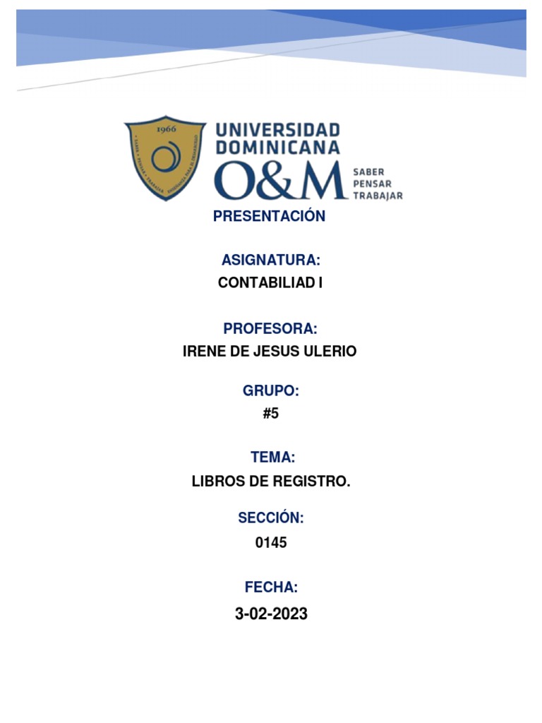 Libro de Registro, Contabilidad 1 | PDF | Contabilidad | Business