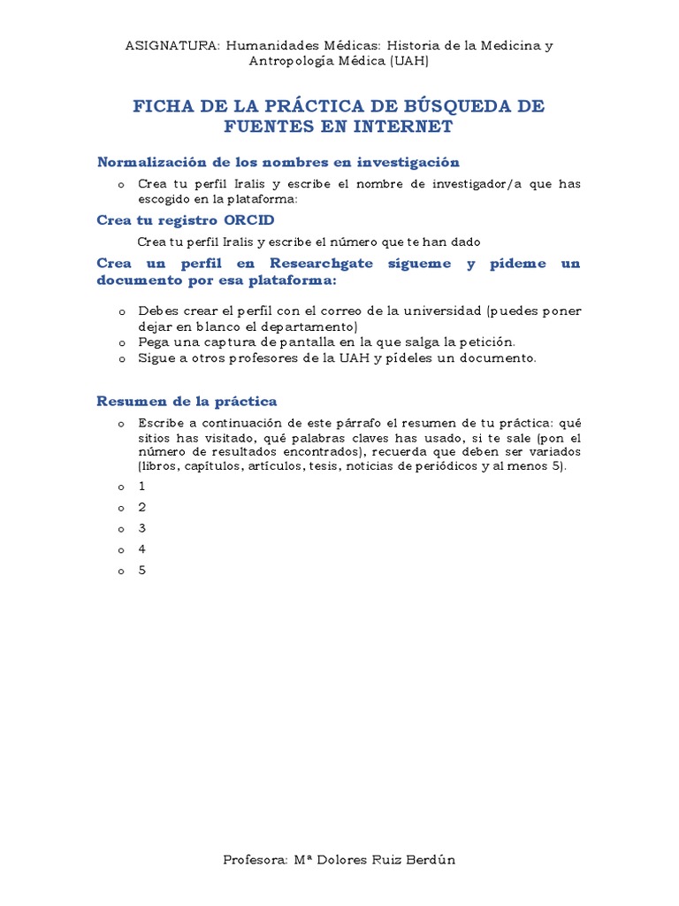Ficha de La Práctica de Búsqueda de Fuentes en Internet | PDF