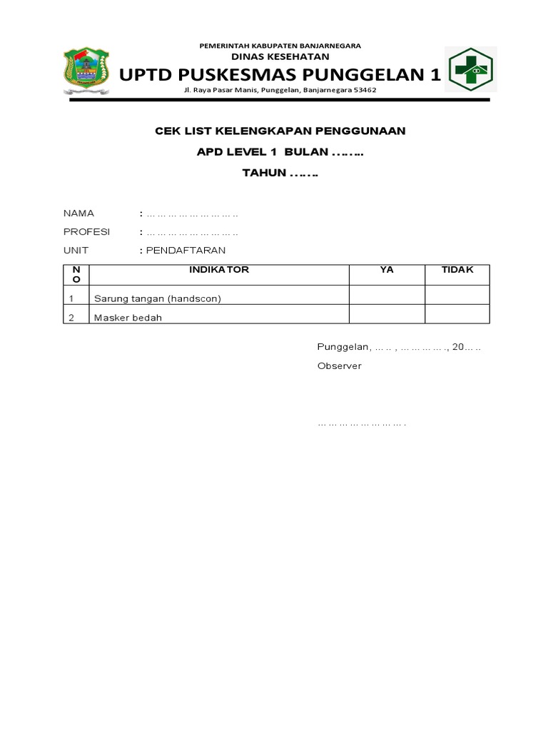 Cek List APD | PDF | Pengembangan Diri | Kesehatan Holistik