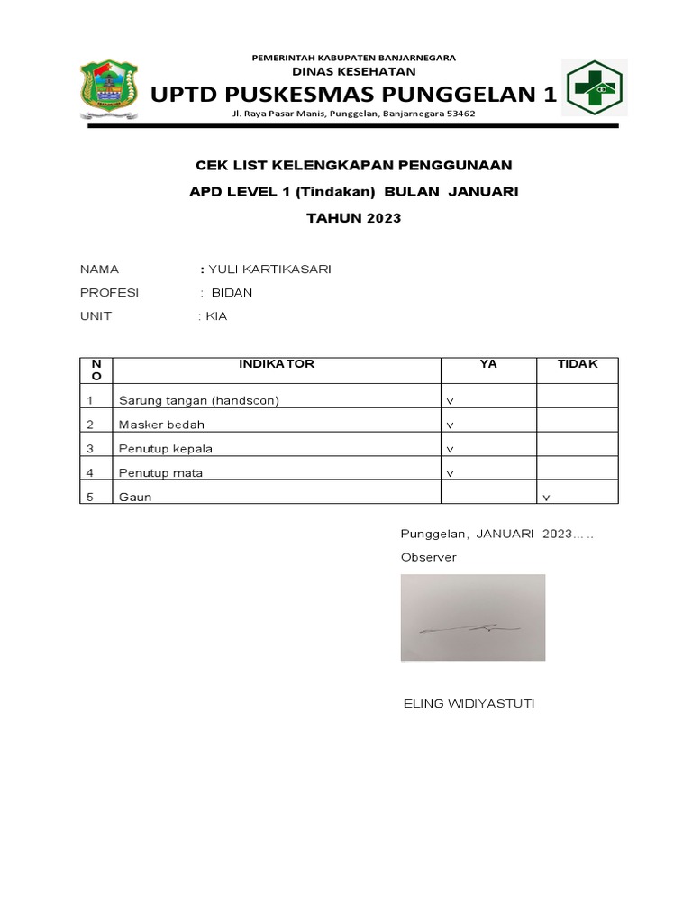 Cek List APD 2 Kia | PDF