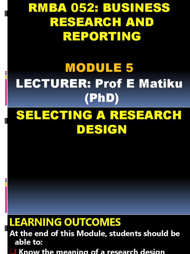 Dba Module 5 Research Design2 | PDF | Survey Methodology | Experiment