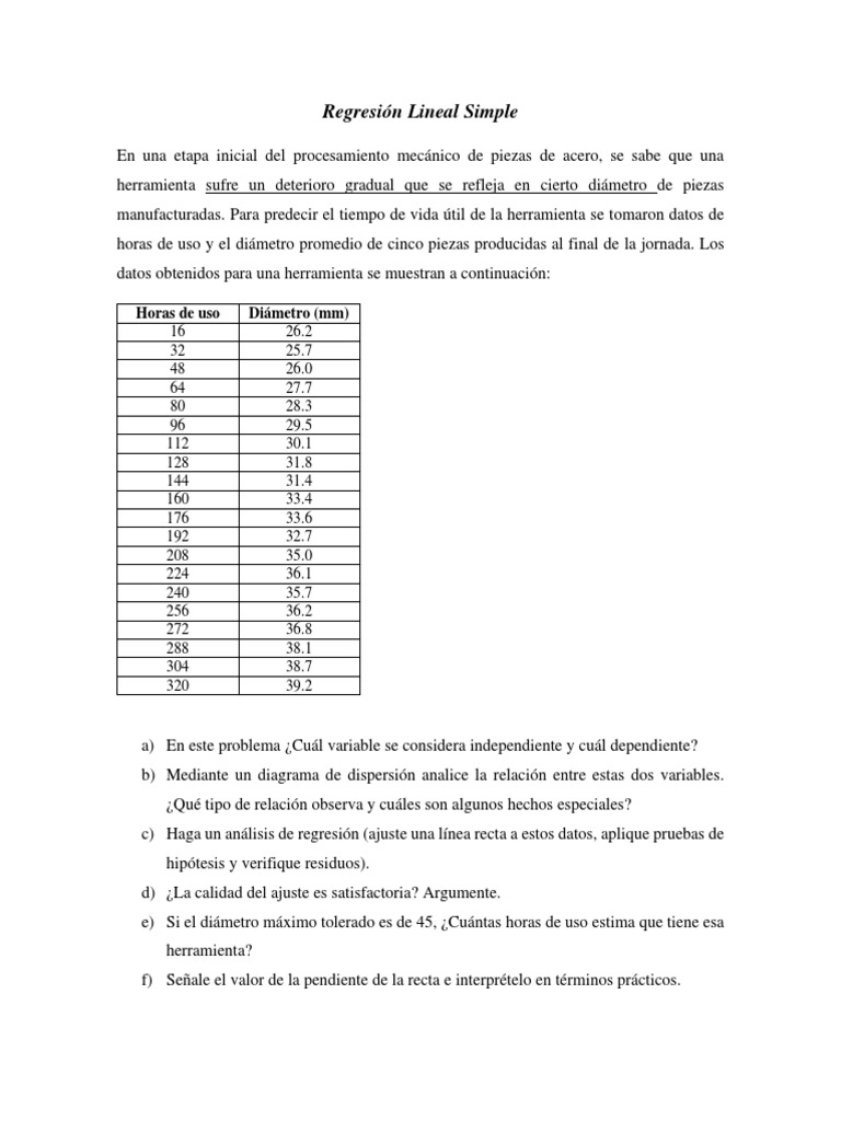 Regresión Lineal Simple | PDF | Análisis de regresión | Regresión lineal