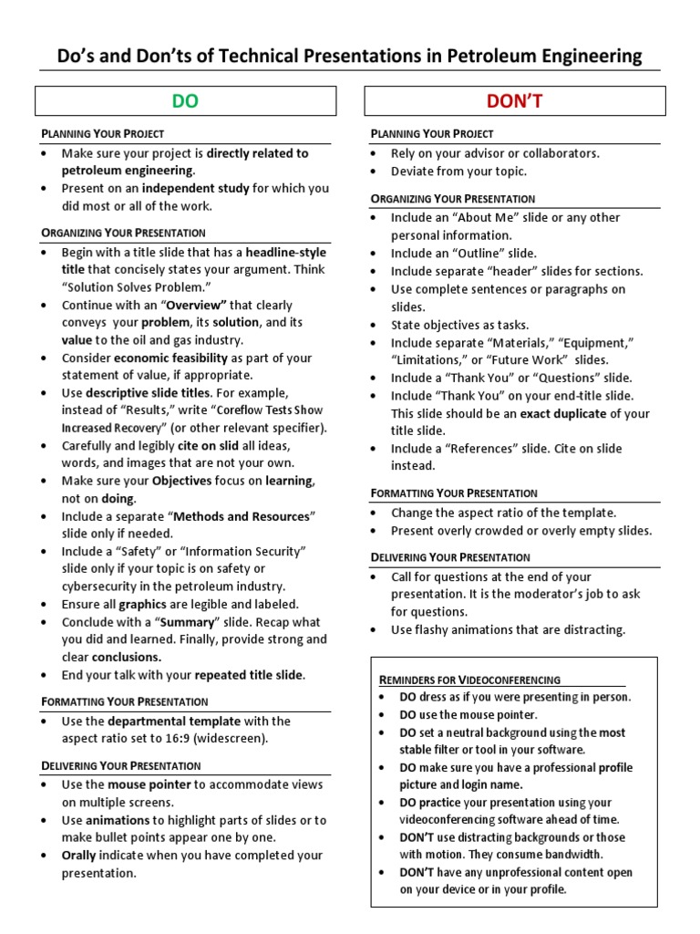 SPC Do's and Don'ts Handout | PDF