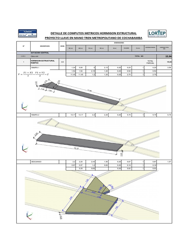 1-4. Computos Metricos H-25 RAMPA | PDF
