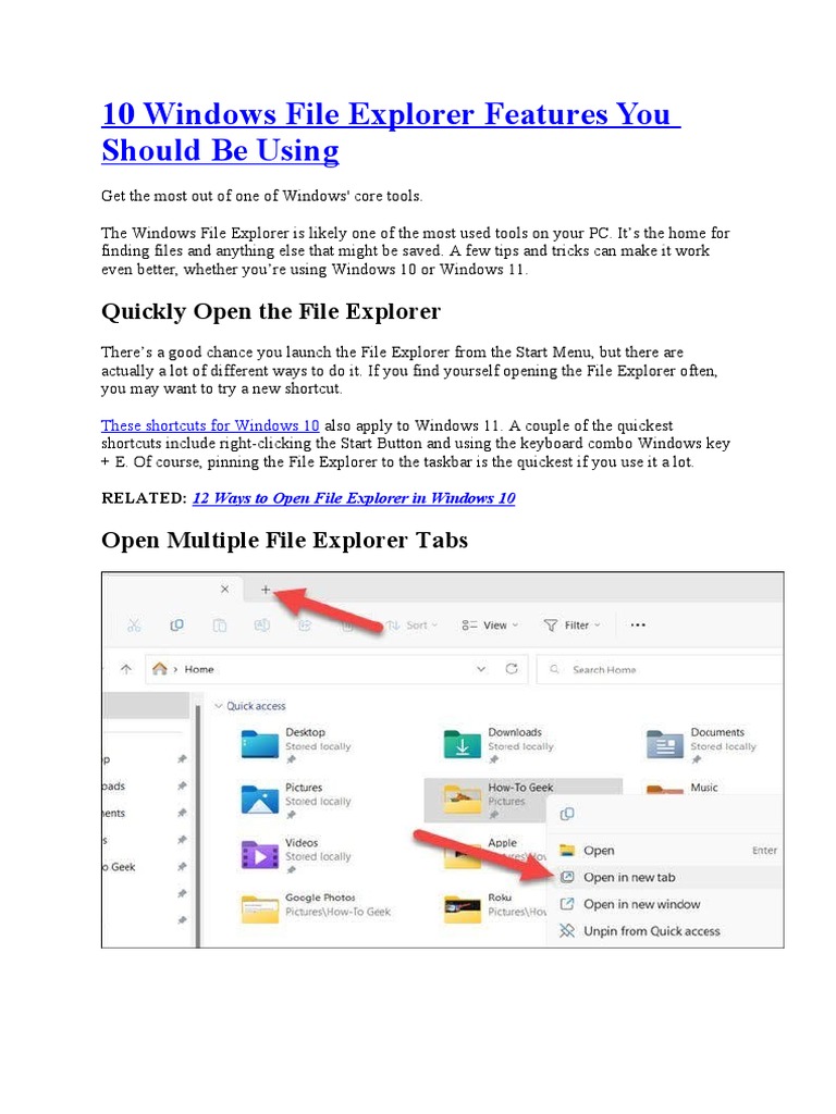 10 Windows File Explorer Features You Should Be Using | PDF | Windows ...