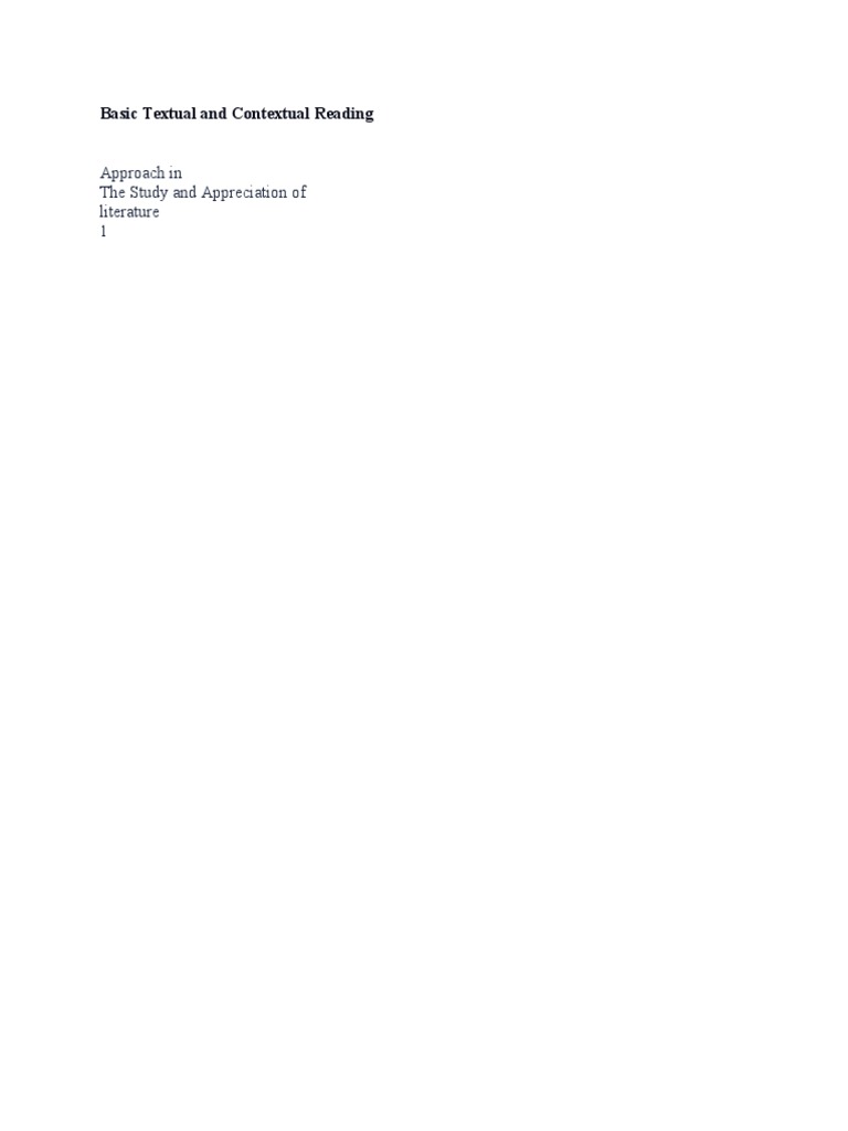 Basic Textual and Contextual Reading | PDF | Tragedy Basic Textual and Contextual Reading | PDF | Tragedy