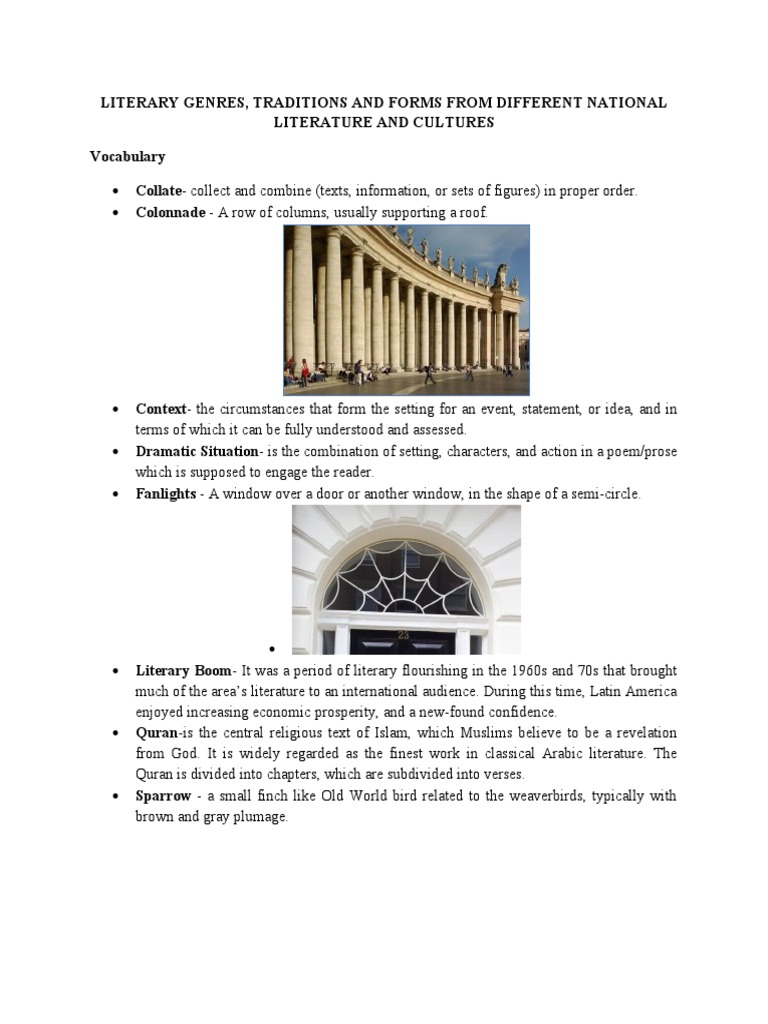 Literary Genres, Traditions and Forms From Different National ...