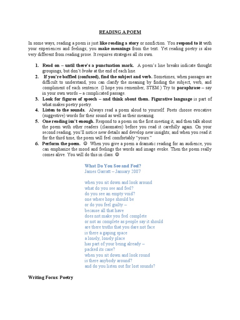 Reading A Poem | PDF | Poetry | Metaphor