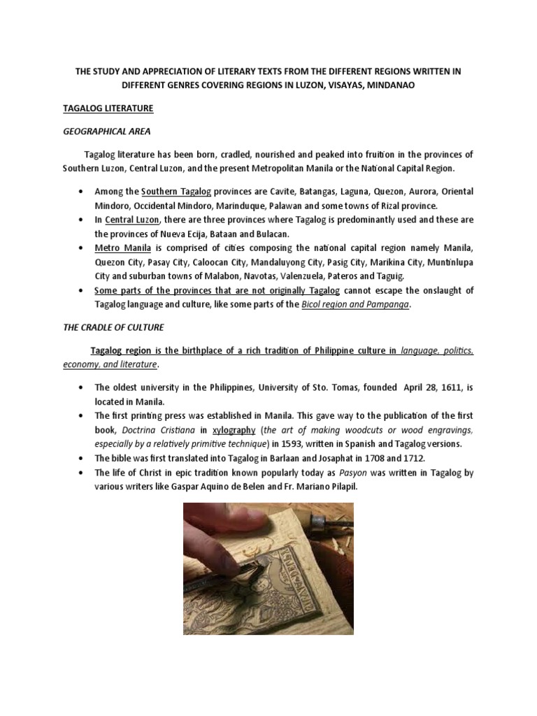 The Study and Appreciation of Literary Texts From The Different Regions ...